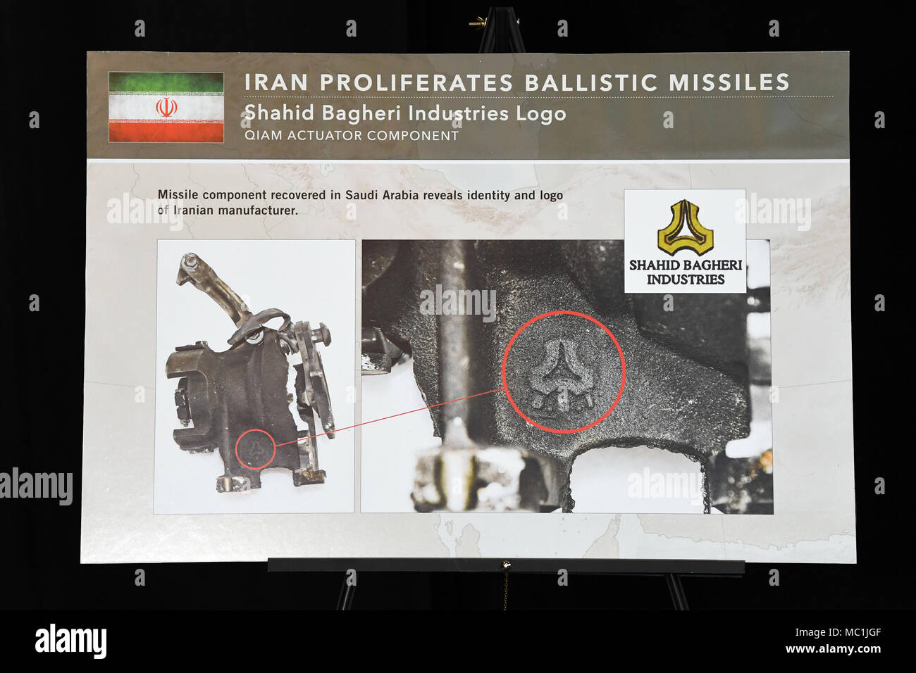 A sign shows the Iranian state-owned and operated Shahid Bagheri ...