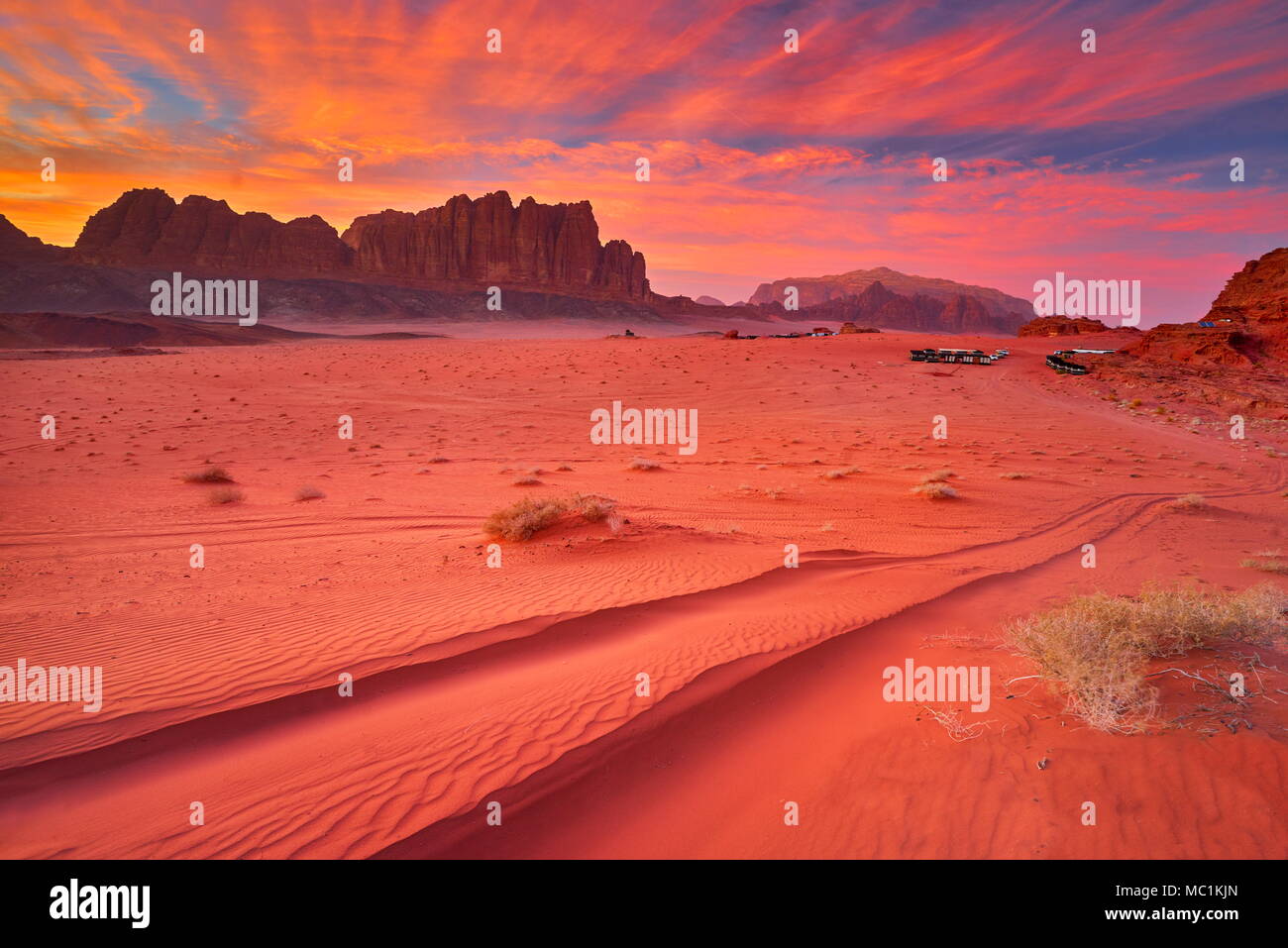 Wadi Rum Desert at sunset, Jordan Stock Photo - Alamy