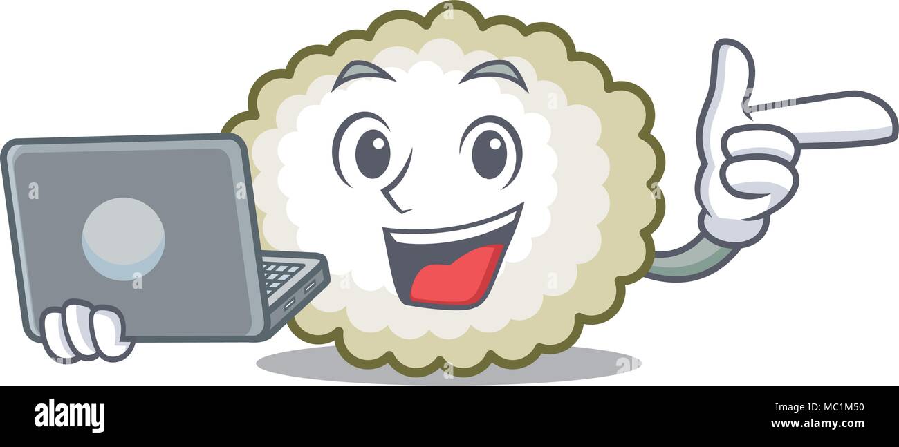 With laptop cotton ball character cartoon vector illiustration Stock ...