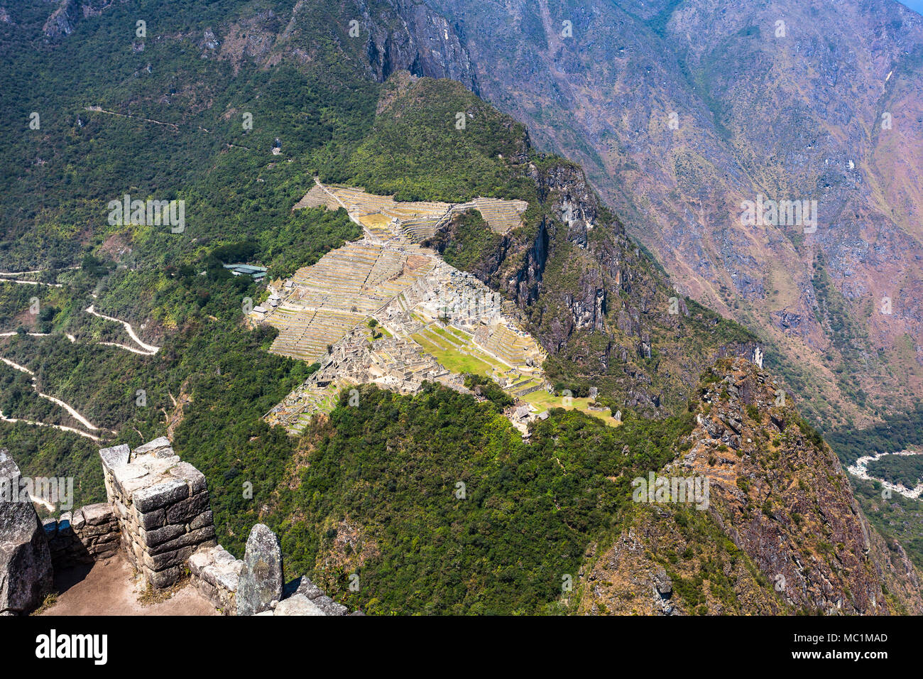 View from Waynapicchu to Machu Picchu, was designed Peruvian Historical ...