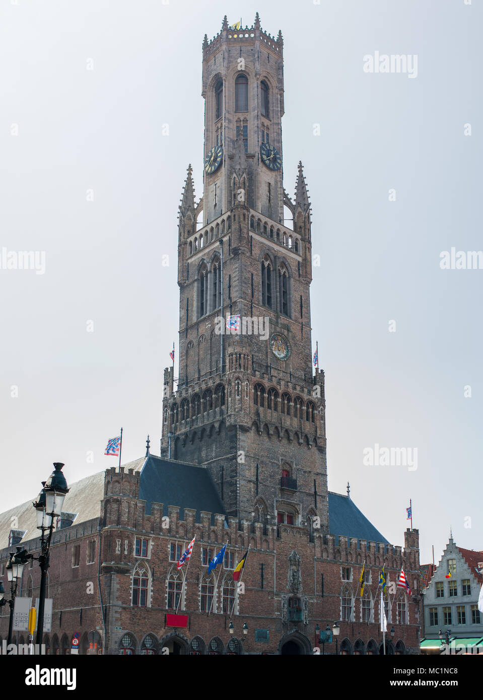 The Belfry of Bruges, medieval belltower at Market Centre, Bruges ...
