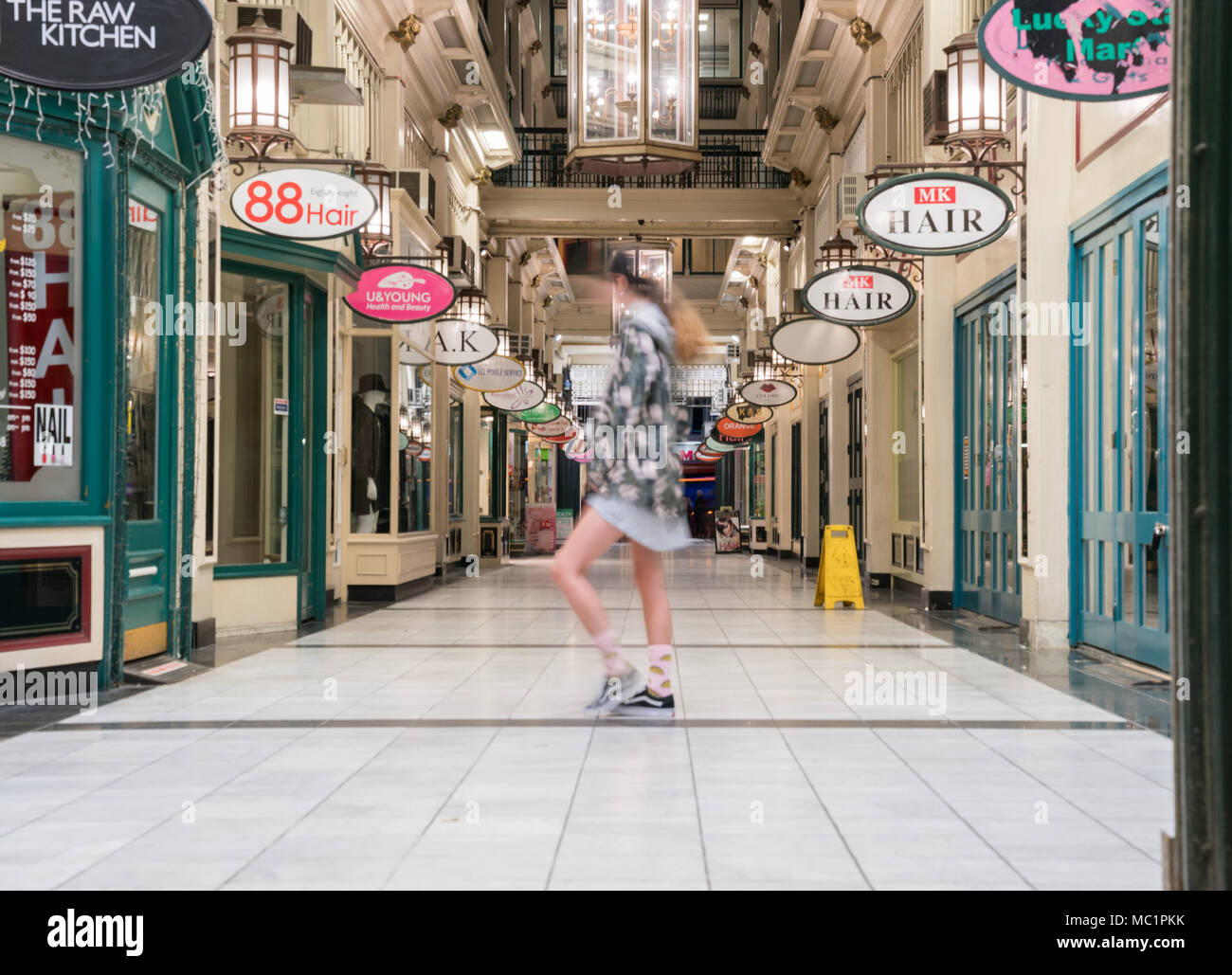 AUCKLAND, NEW ZEALAND - MARCH 25, 2018; Blurred unrecognisable shape of ...