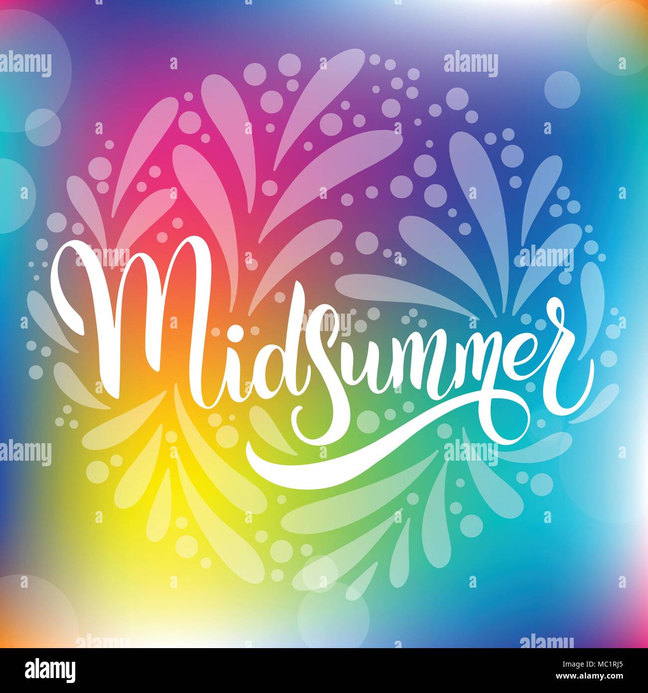 Midsummer lettering. Elements for invitations, posters greeting cards ...