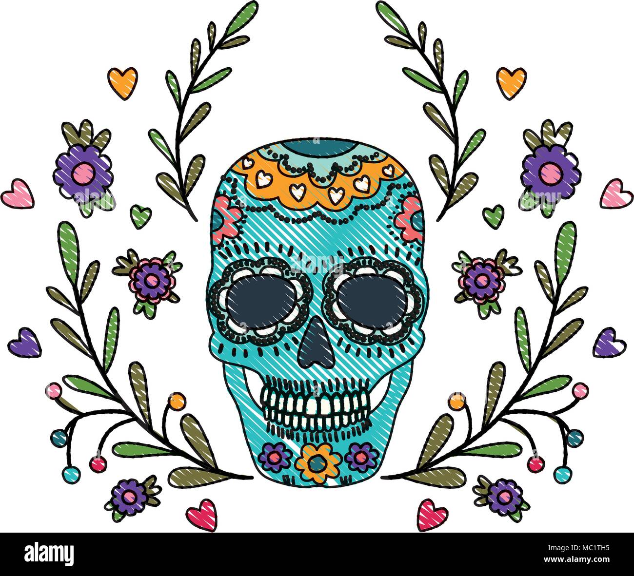 Day dead skull wreath Cut Out Stock Images & Pictures - Alamy