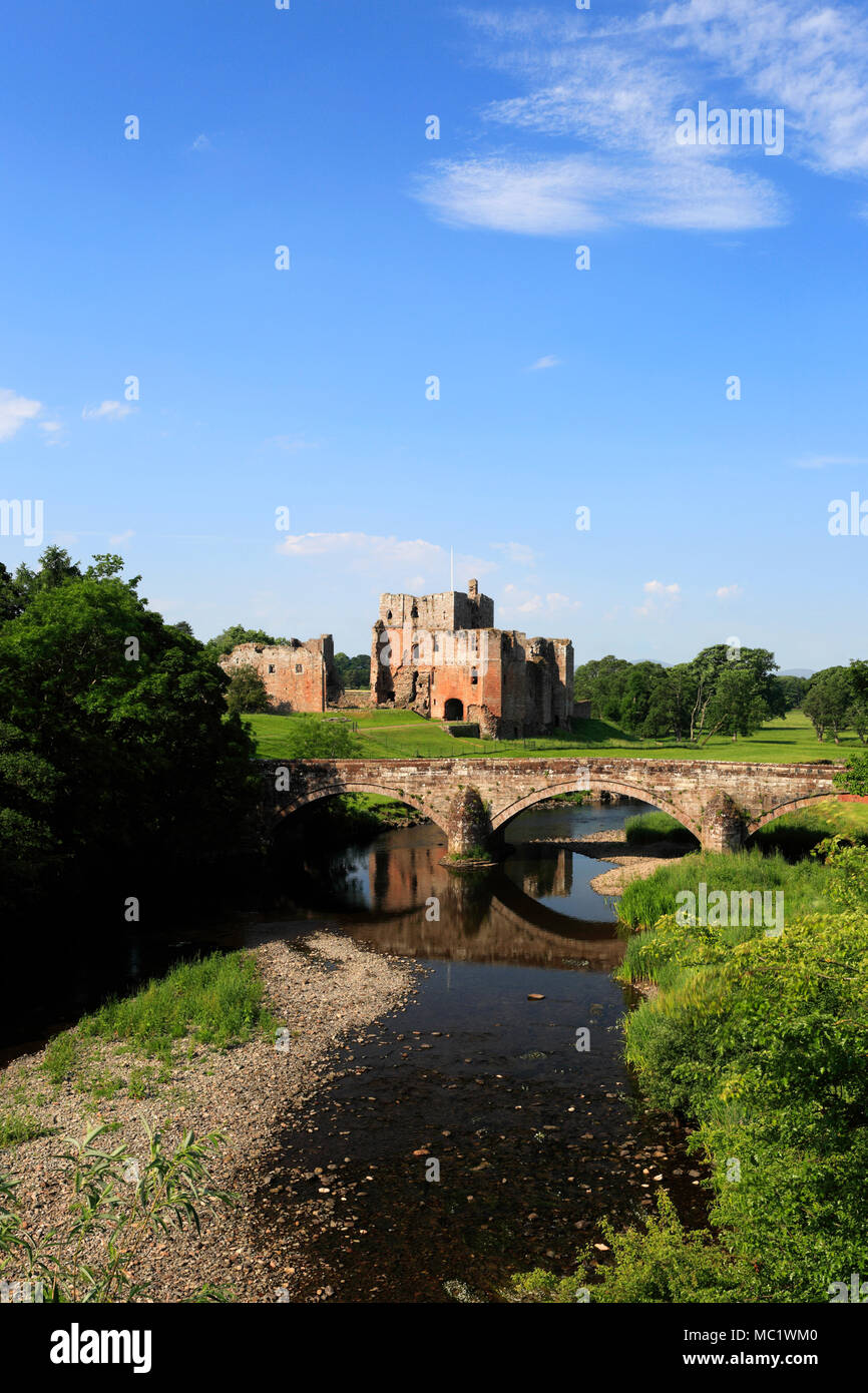 Ruins of Brougham Castle, river Eamont, near Penrith, Cumbria County ...