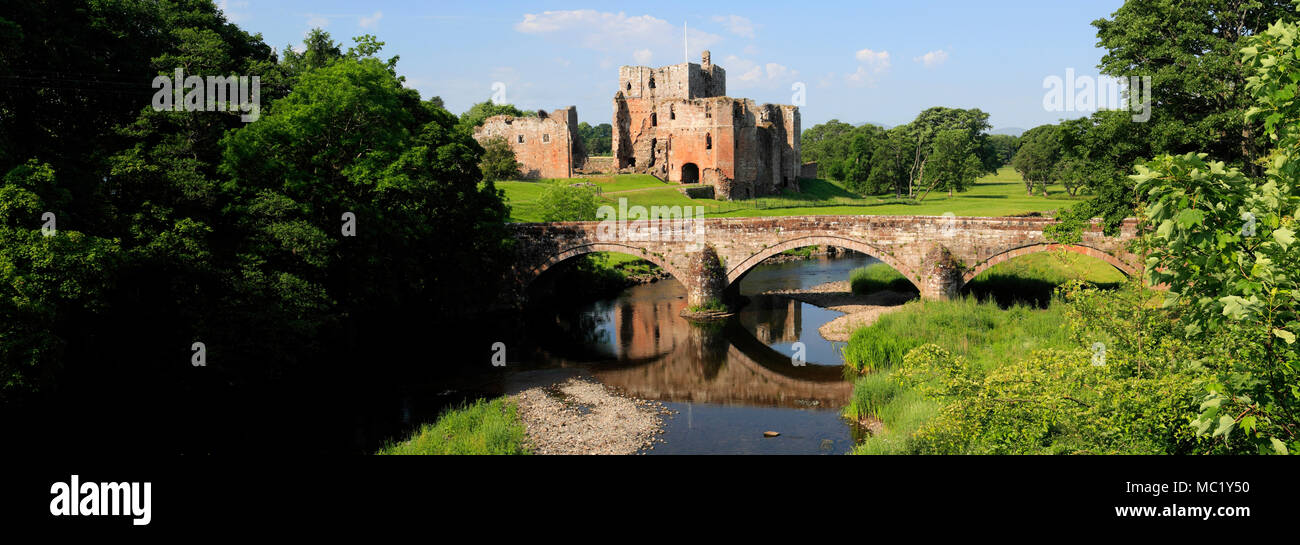 Ruins of Brougham Castle, river Eamont, near Penrith, Cumbria County ...