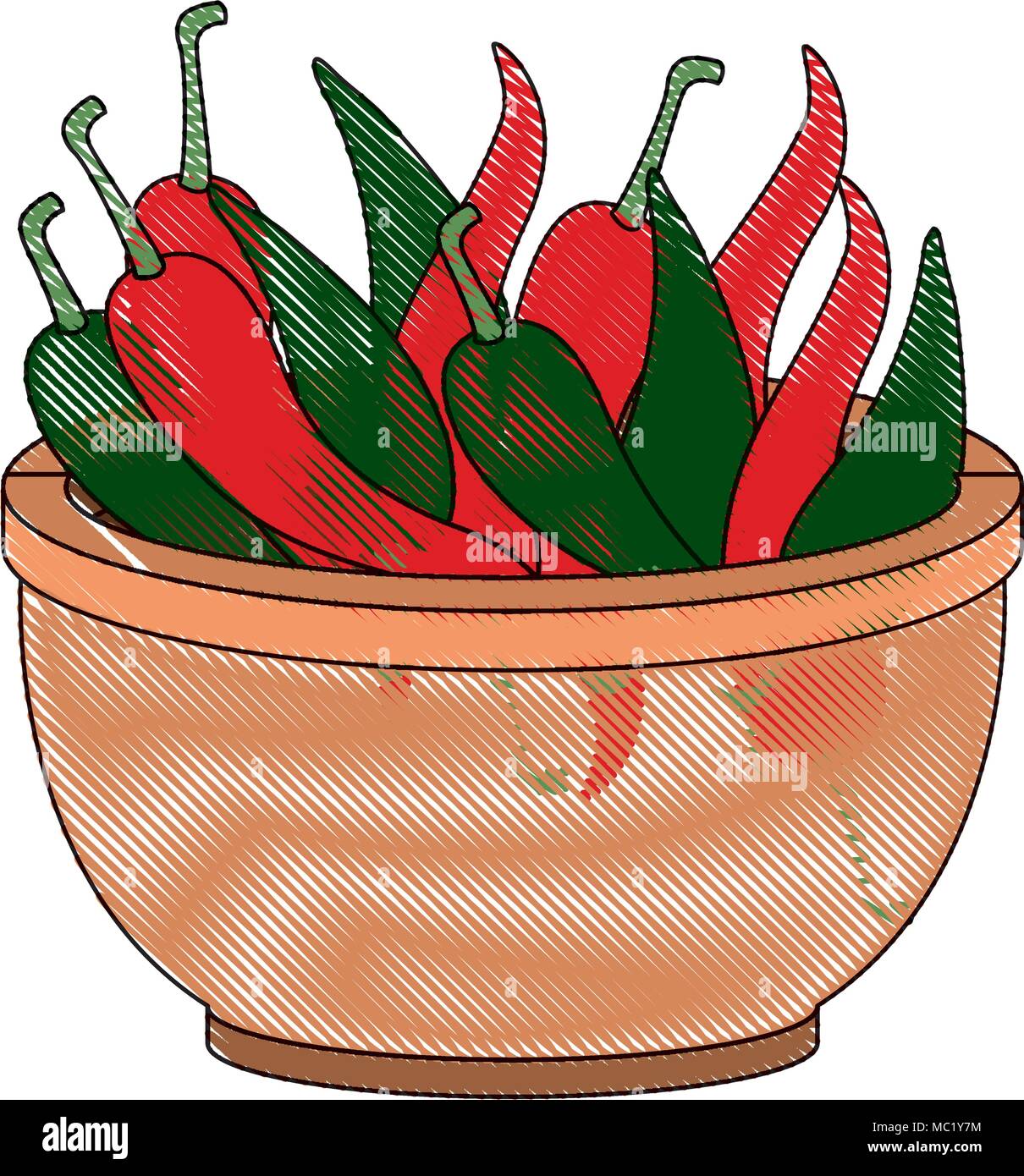 Chilli plant in pot Stock Vector Images - Alamy
