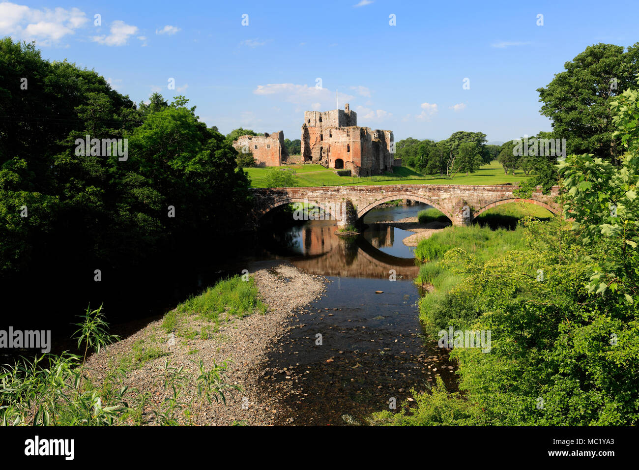 Ruins of Brougham Castle, river Eamont, near Penrith, Cumbria County ...