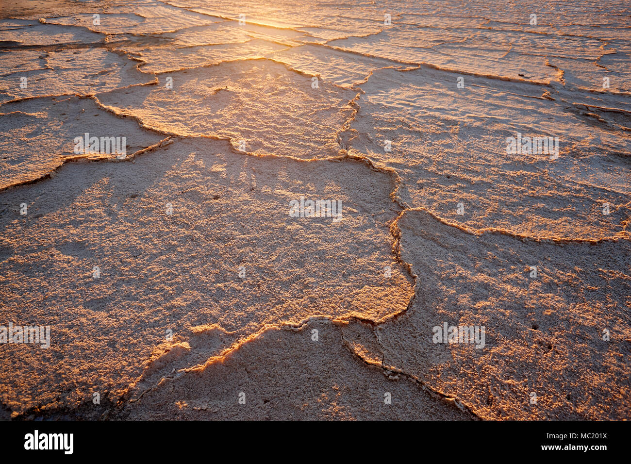Patterns in salt crust on dry lake near Mildura, Australia Stock Photo ...