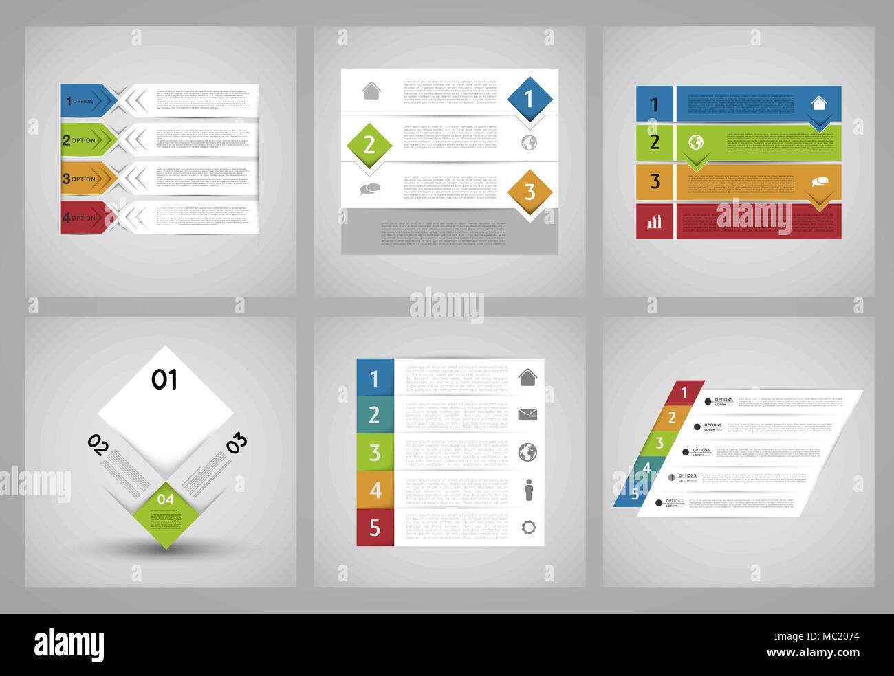 collection of infographic colorful banners with option steps, design ...