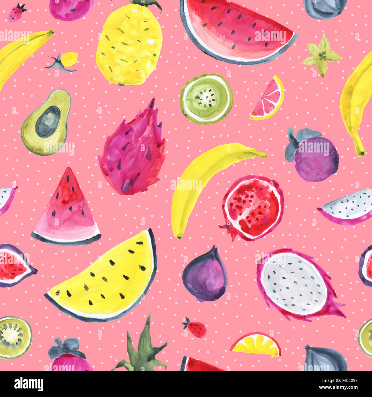 Tropical pattern of exotic fruit. Abstract Seamless background Stock ...