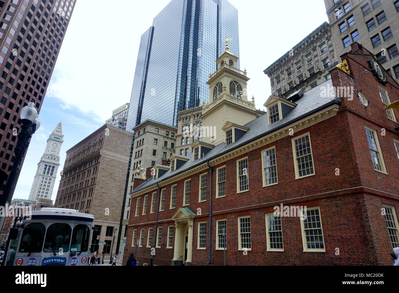 Boston, USA: View of the skyscrapers in downtown with the Boston Custom ...