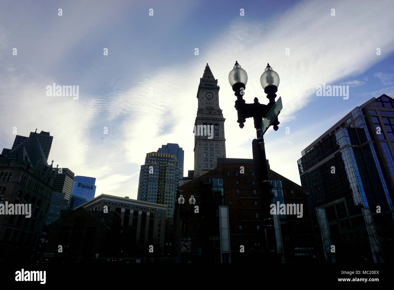 Boston, Massachusetts / USA: View of downtown and its' skyscapers with ...