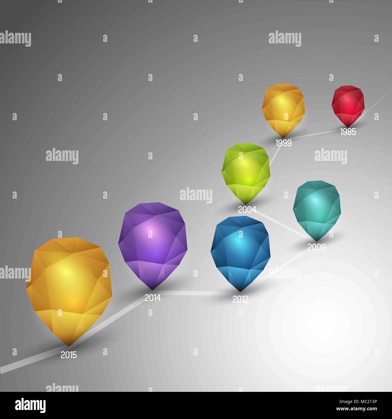 abstract timeline options template with colorful polygonal crystals ...