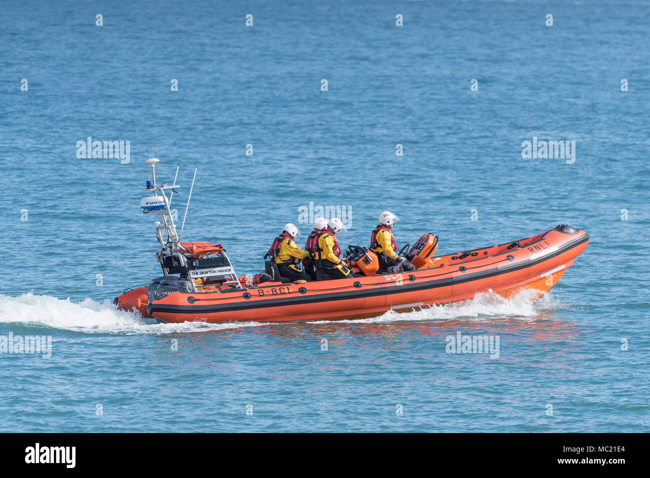 The Newquay RNLI B Class Atlantic 85 inshore craft participating in a ...