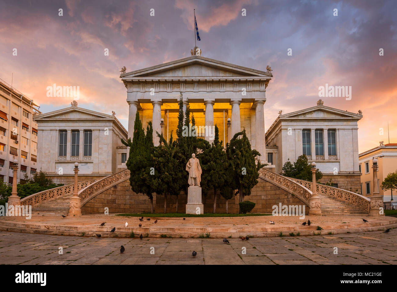 Building of the National Library of Greece in Panepistimio, one of the ...