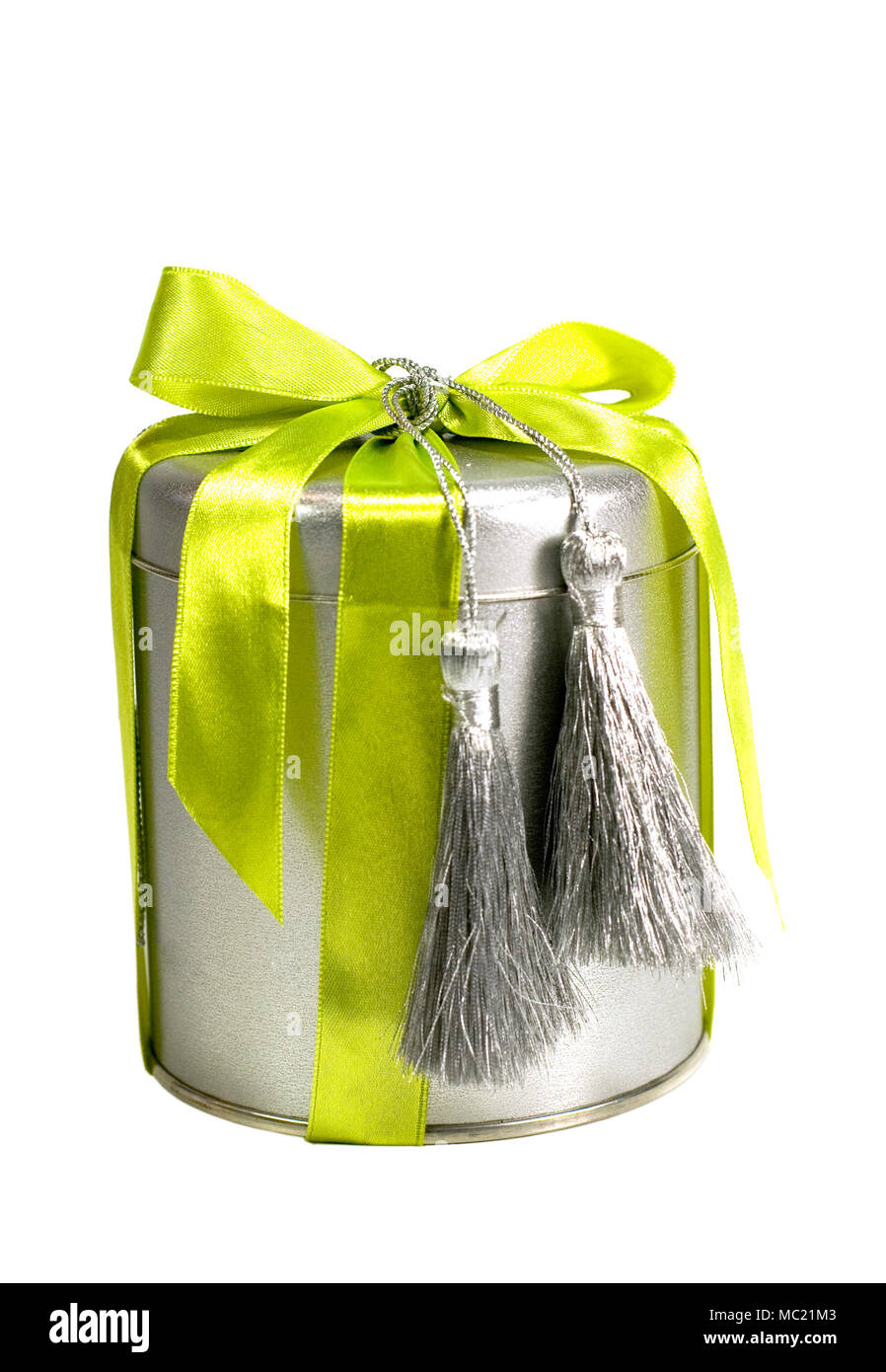 metal gift box with beautiful decoration Stock Photo - Alamy