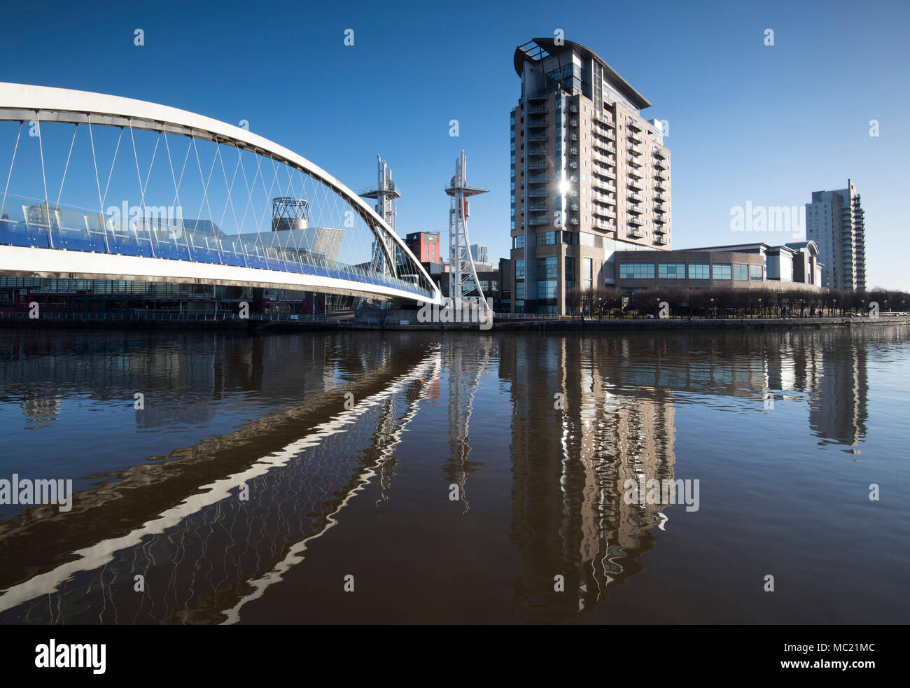 The Millennium Bridge at Salford Quays, Greater Manchester England UK ...