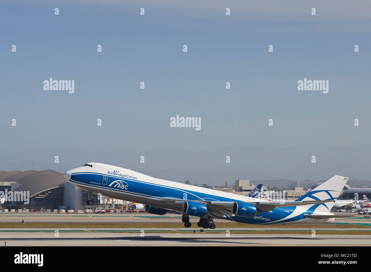 AirBridgeCargo Airlines Boeing 747-8F Cargo Jet Taking Off From Los ...
