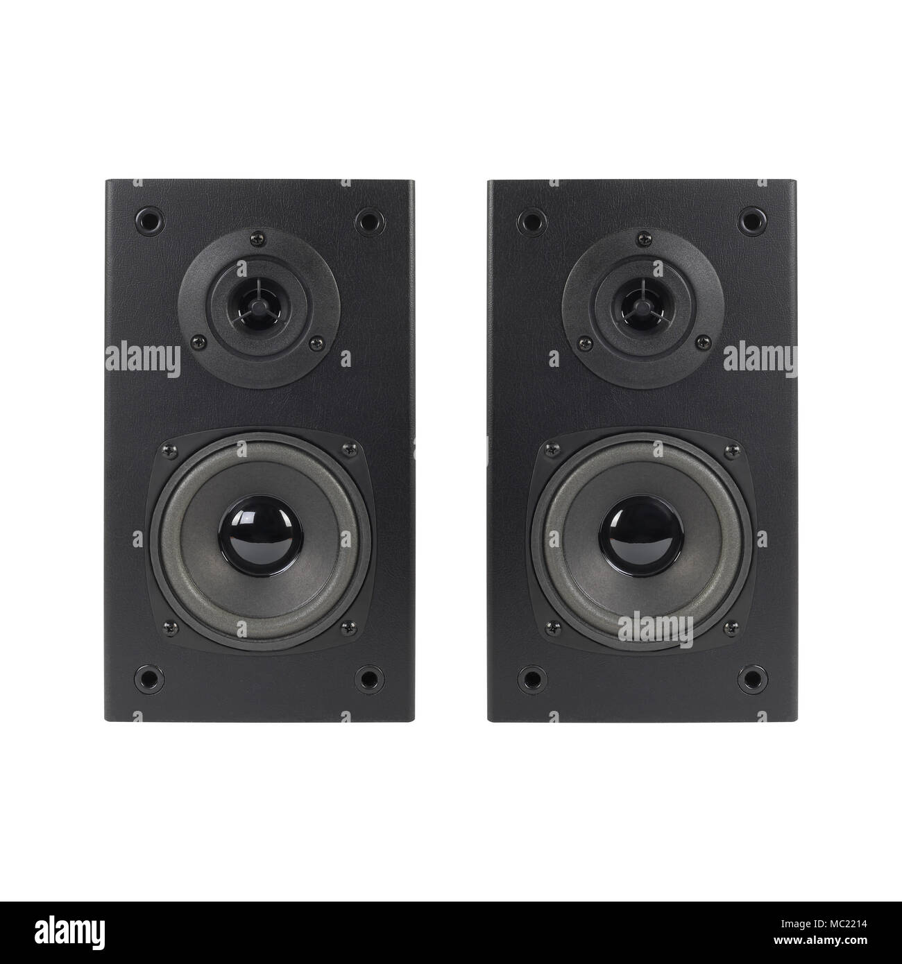 Music and sound - Front view two line array loudspeaker enclosure ...