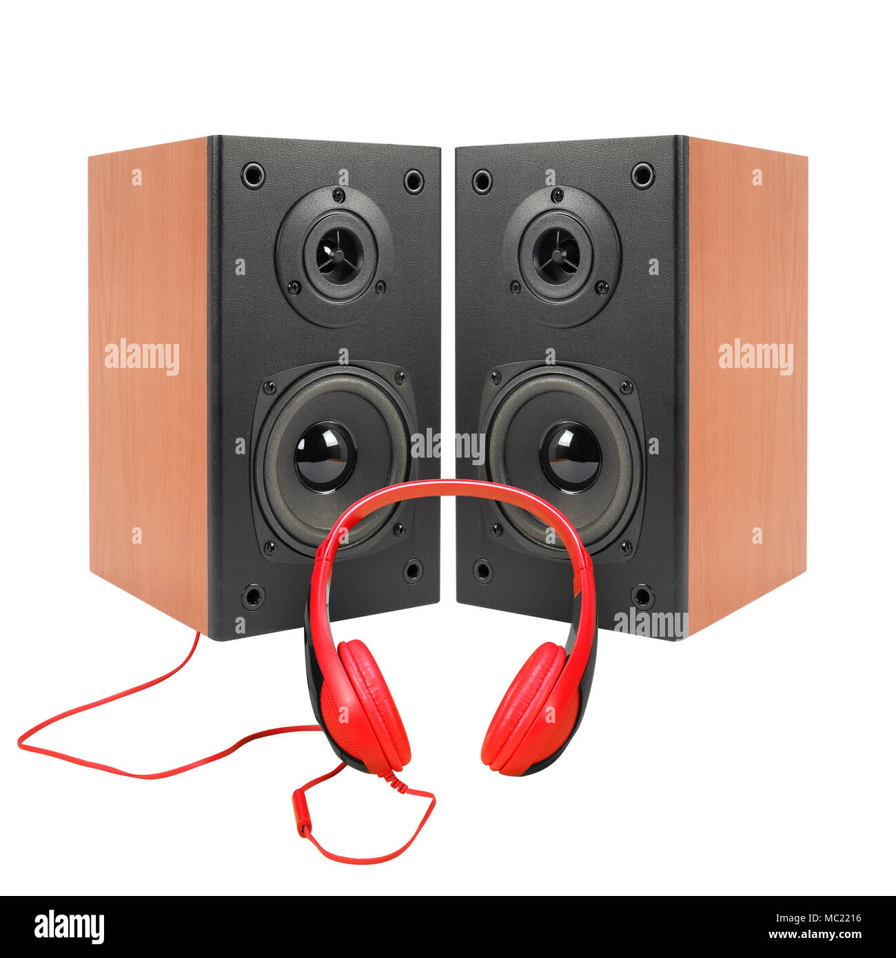 Music and sound - Front view two line array loudspeaker enclosure ...