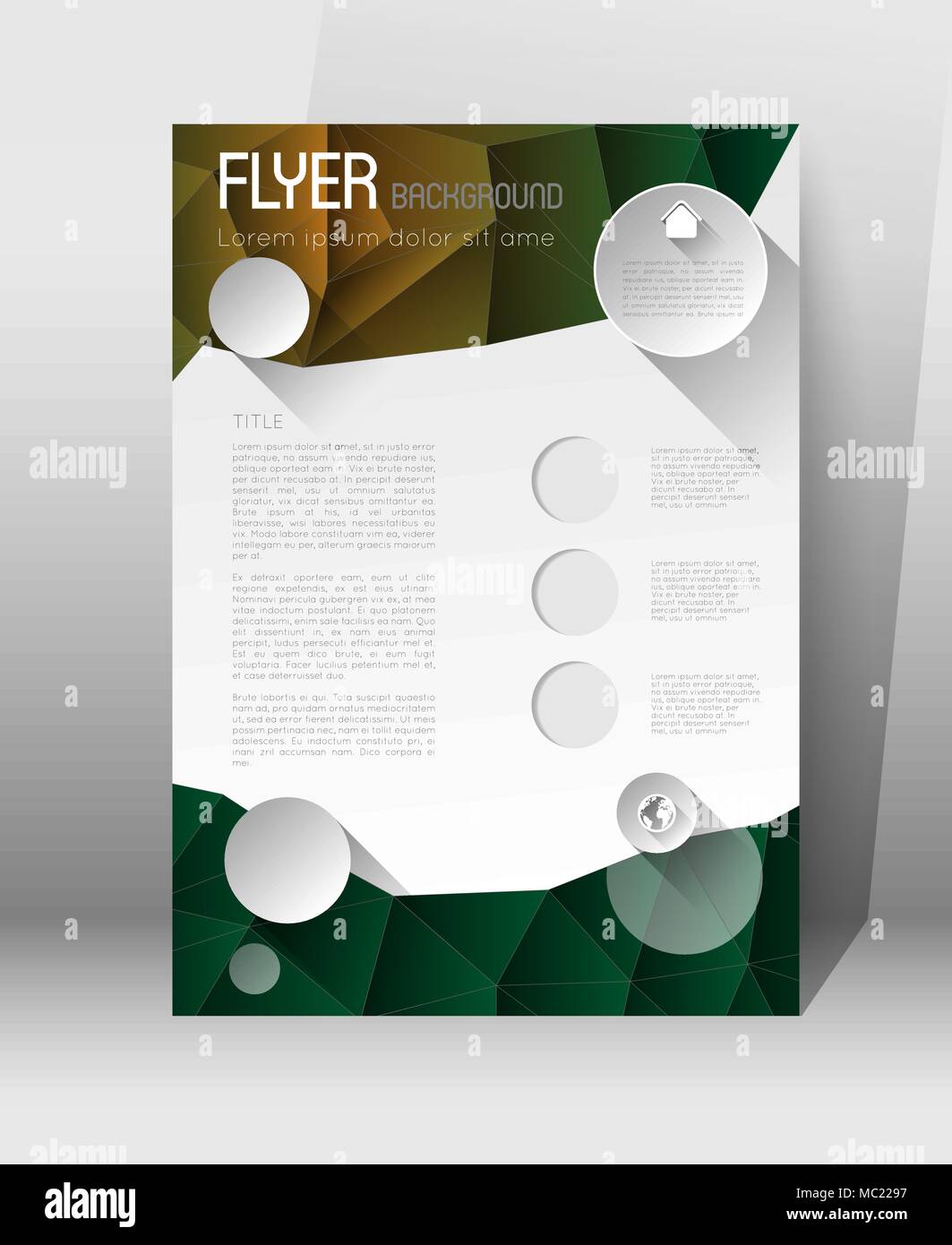 abstract poster template, low polygonal design background with circles ...