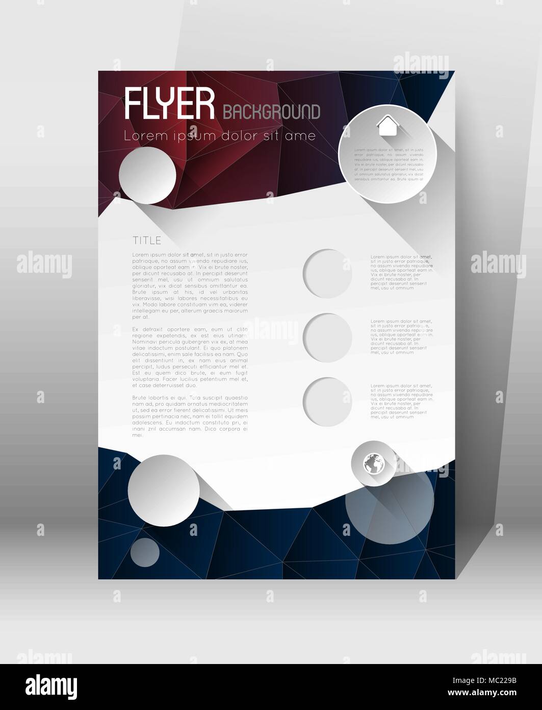 abstract poster template, low polygonal design background with circles ...