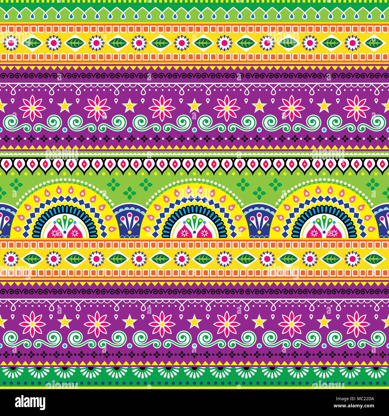 Jingle trucks pattern, Pakistani truck art seamless vector design ...