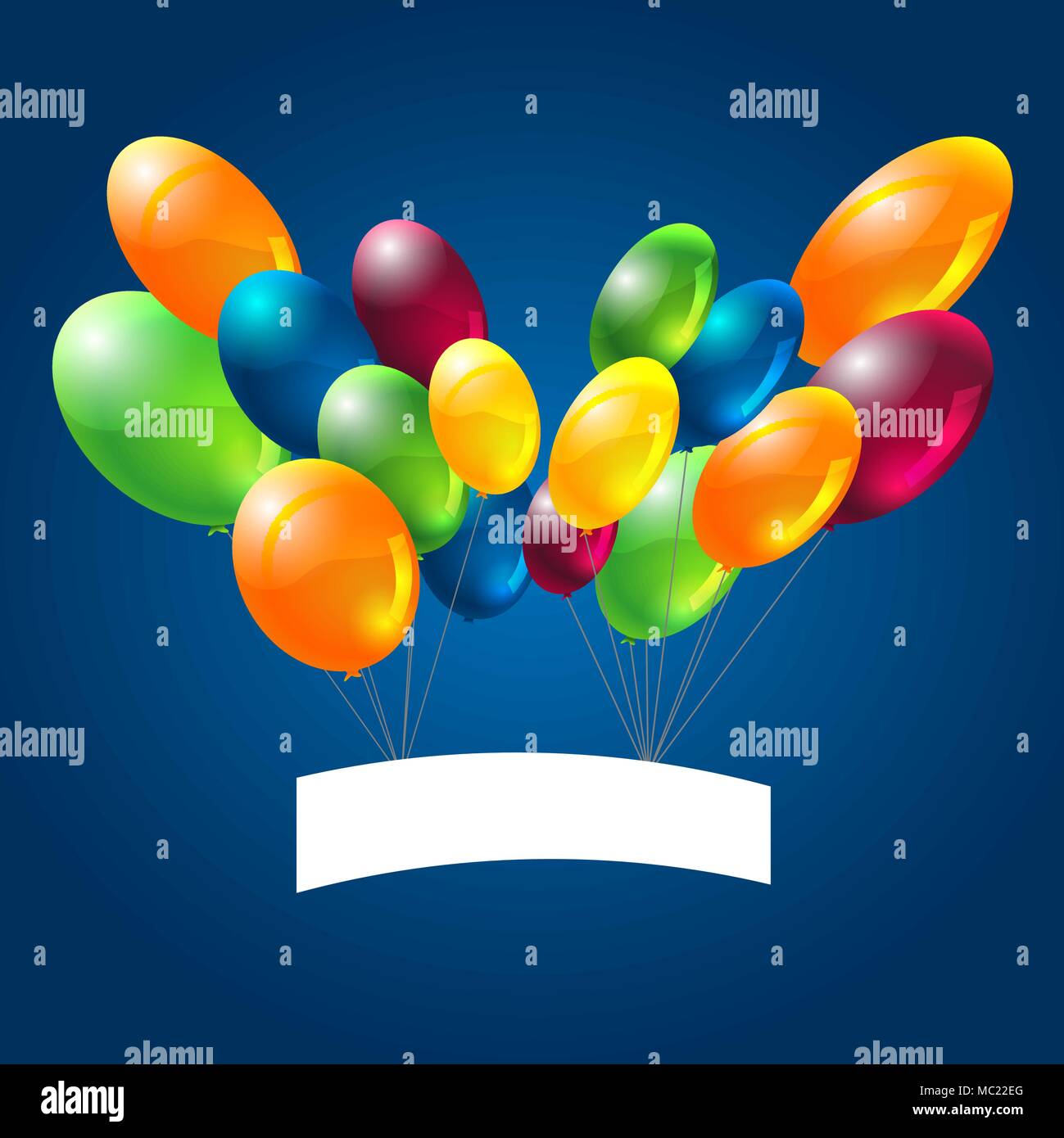 abstract celebration background with colorful balloons and blank white ...