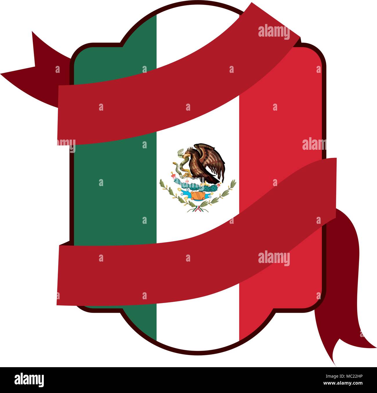 mexican emblem with flag and ribbon frame Stock Vector Image & Art - Alamy