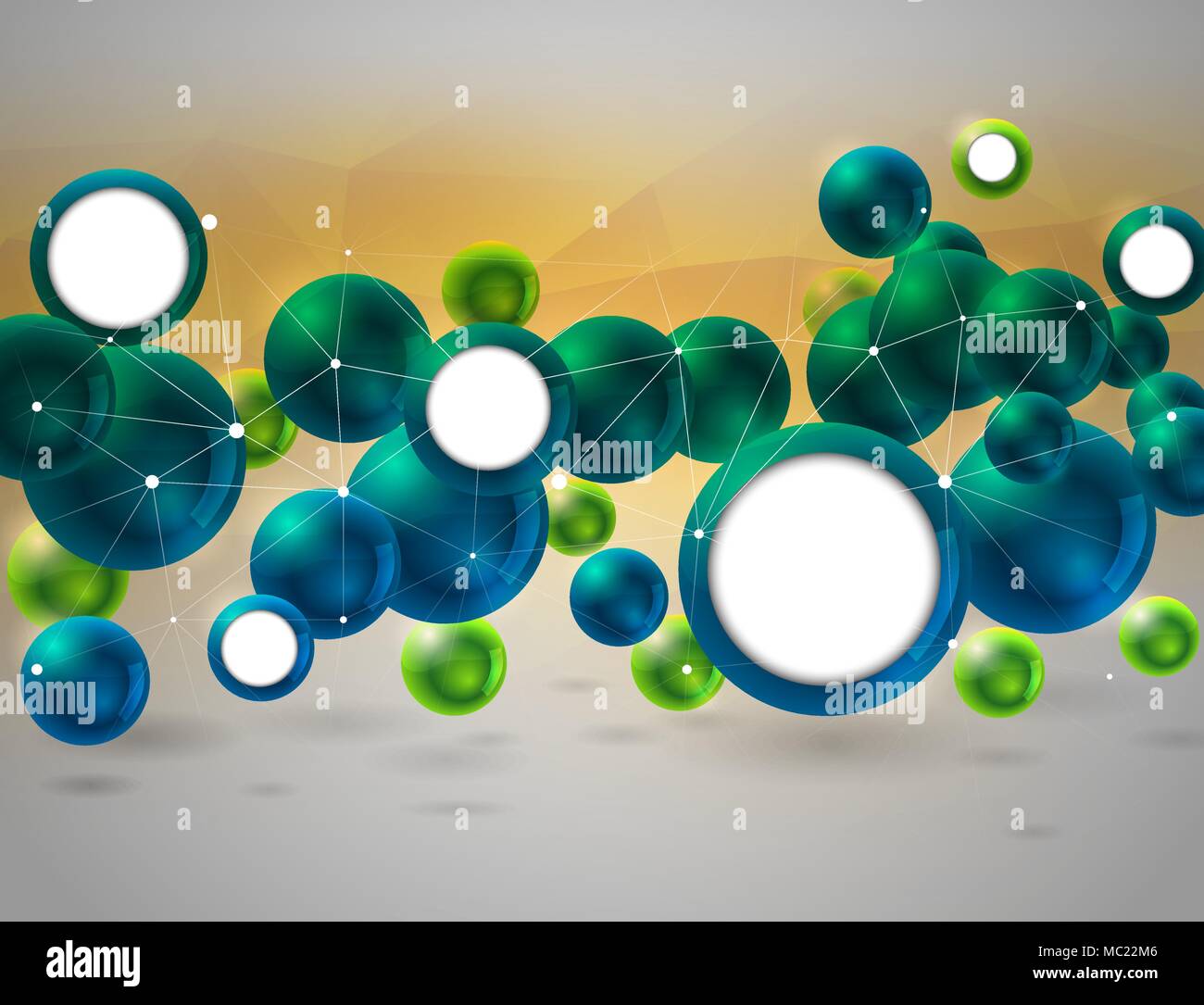group of glossy spheres connected with wire triangles Stock Vector ...