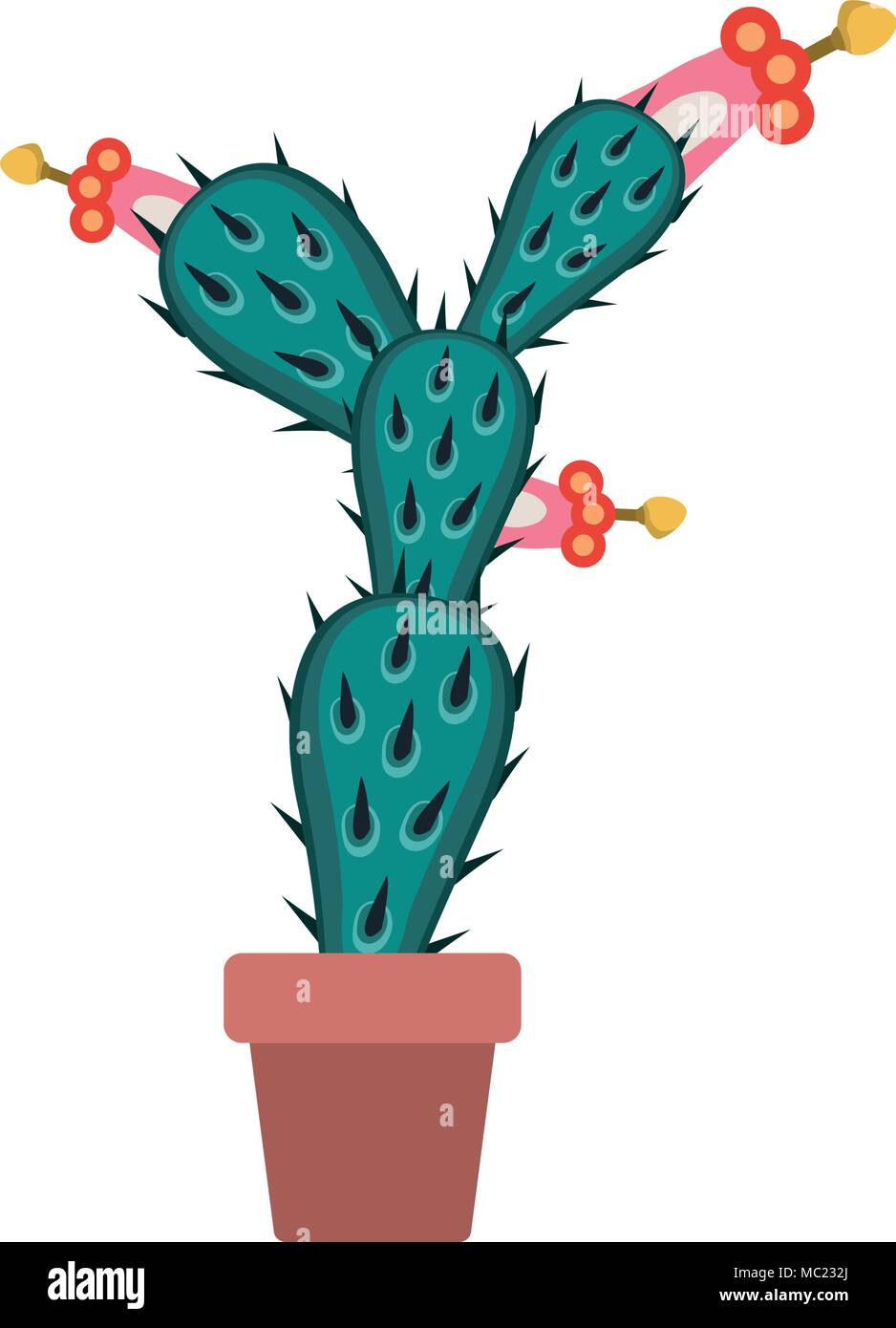 nopal cactus in pot Stock Vector Image & Art - Alamy