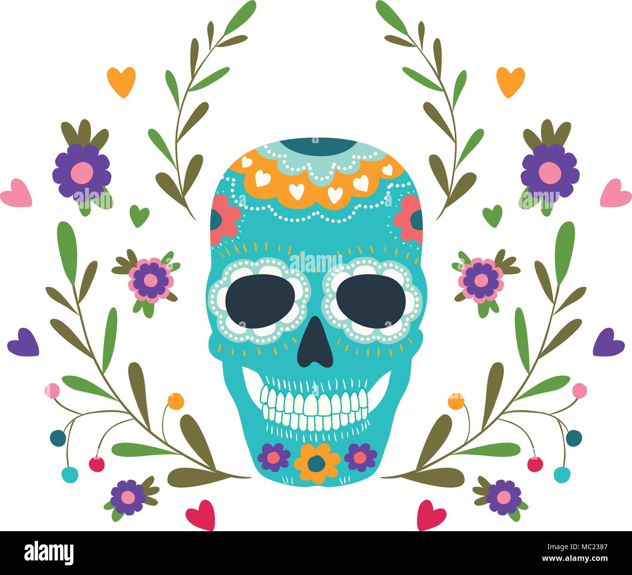 Day dead skull wreath Cut Out Stock Images & Pictures - Alamy