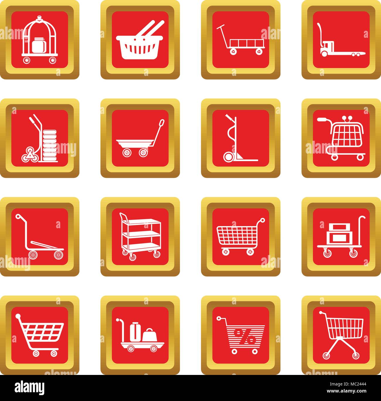 Cart types icons set red square vector Stock Vector Image & Art - Alamy