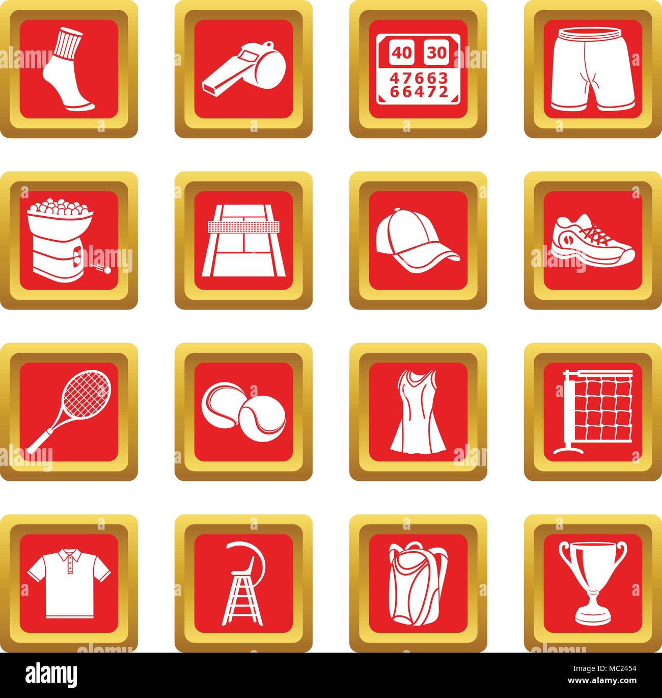 Tennis icons set red square vector Stock Vector Image & Art - Alamy