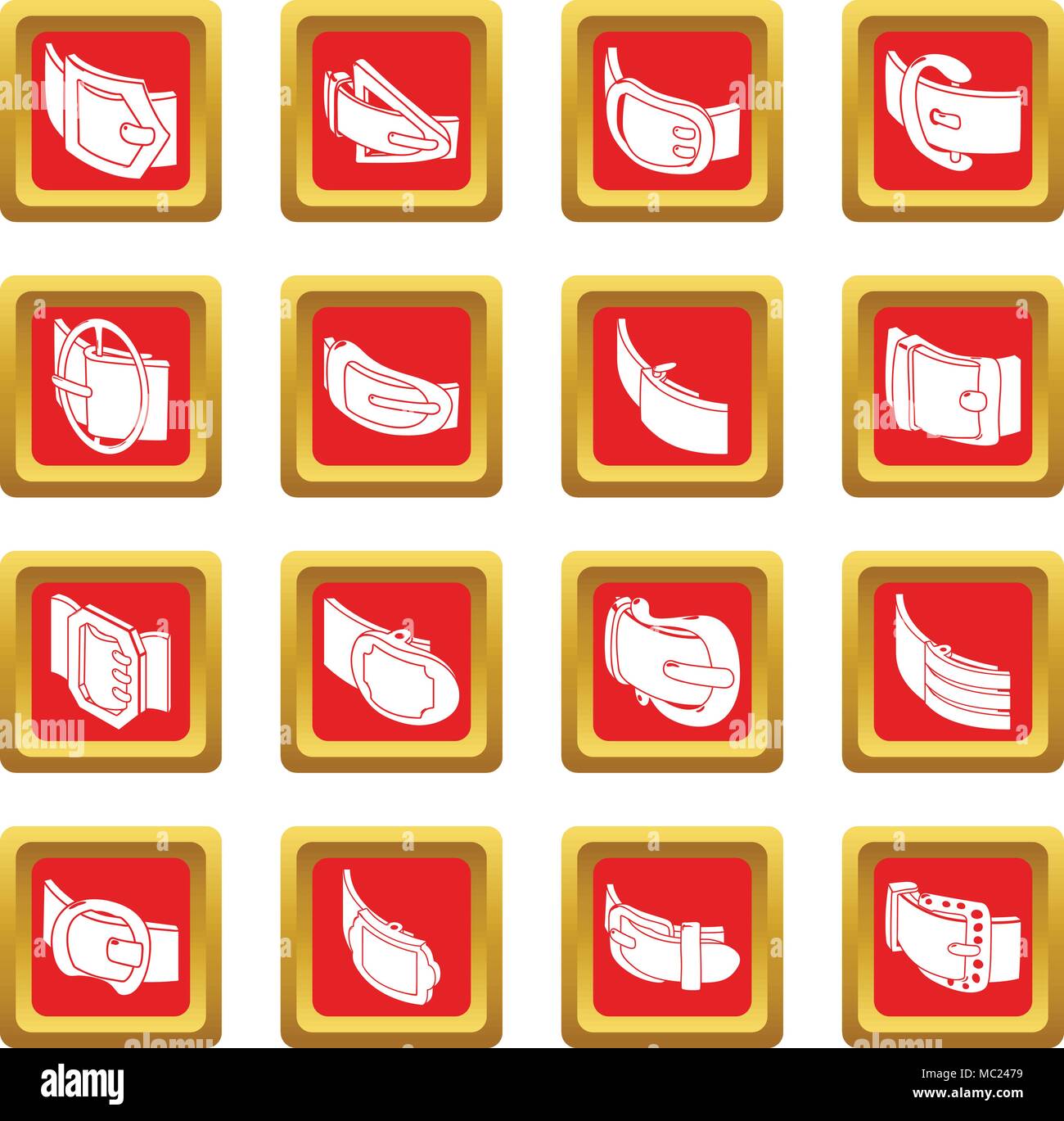 Belt buckle icons set red square vector Stock Vector Image & Art - Alamy