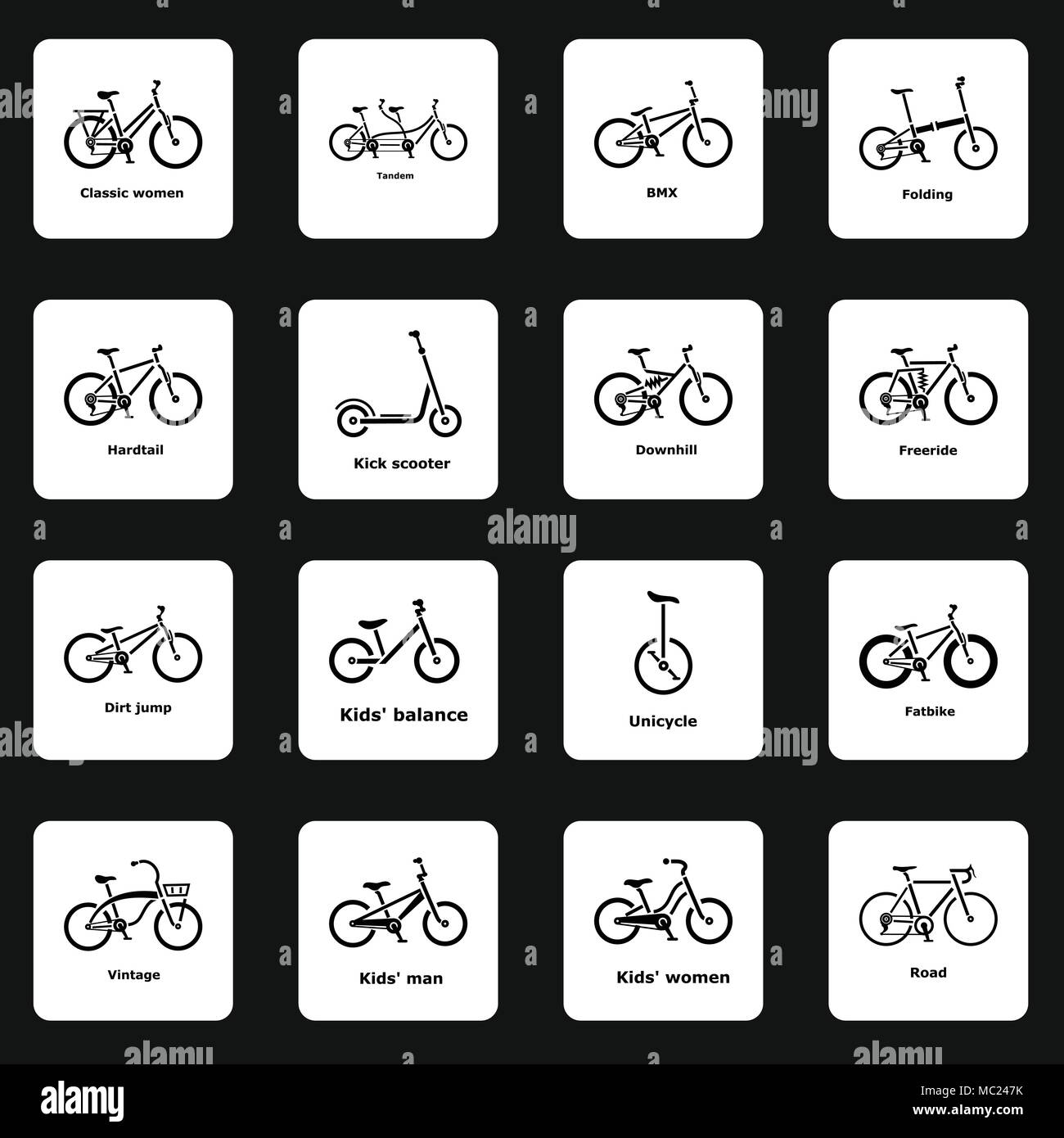 Bicycle types icons set, simple style Stock Vector Image & Art - Alamy