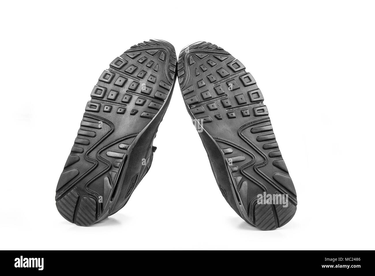 Sole of new fashion sport trainer shoes isolated on white Stock Photo ...