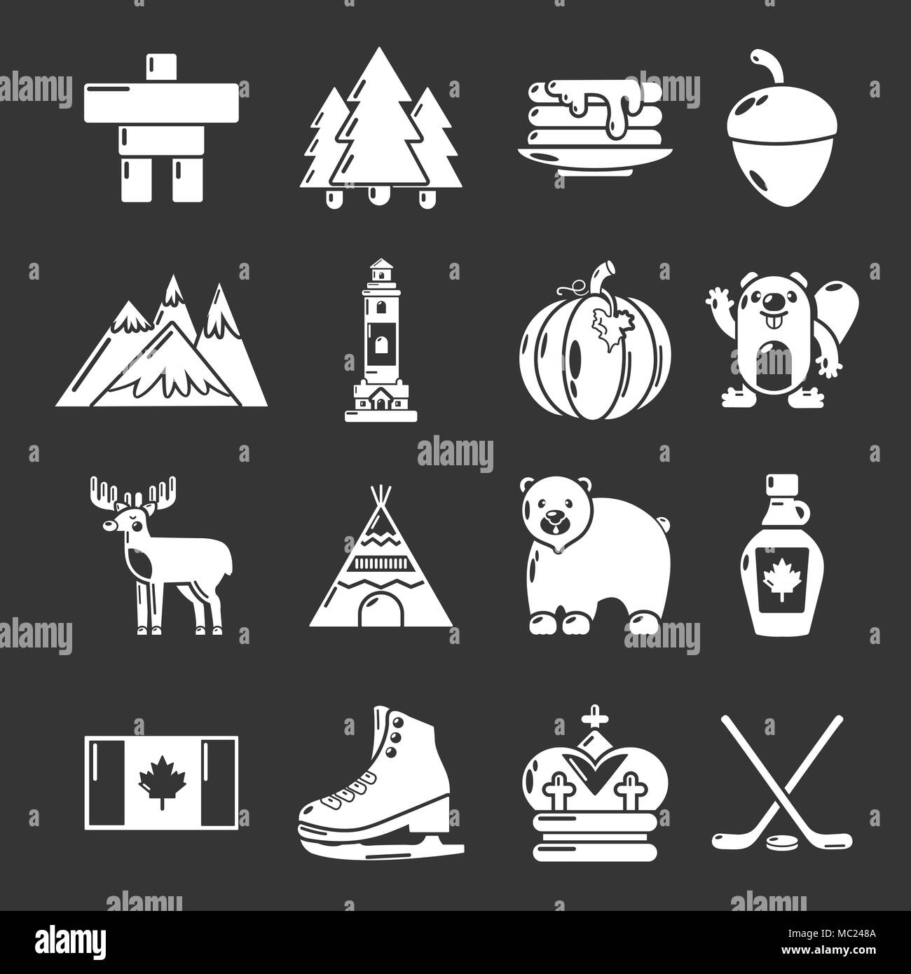 Canada travel icons set grey vector Stock Vector Image & Art - Alamy
