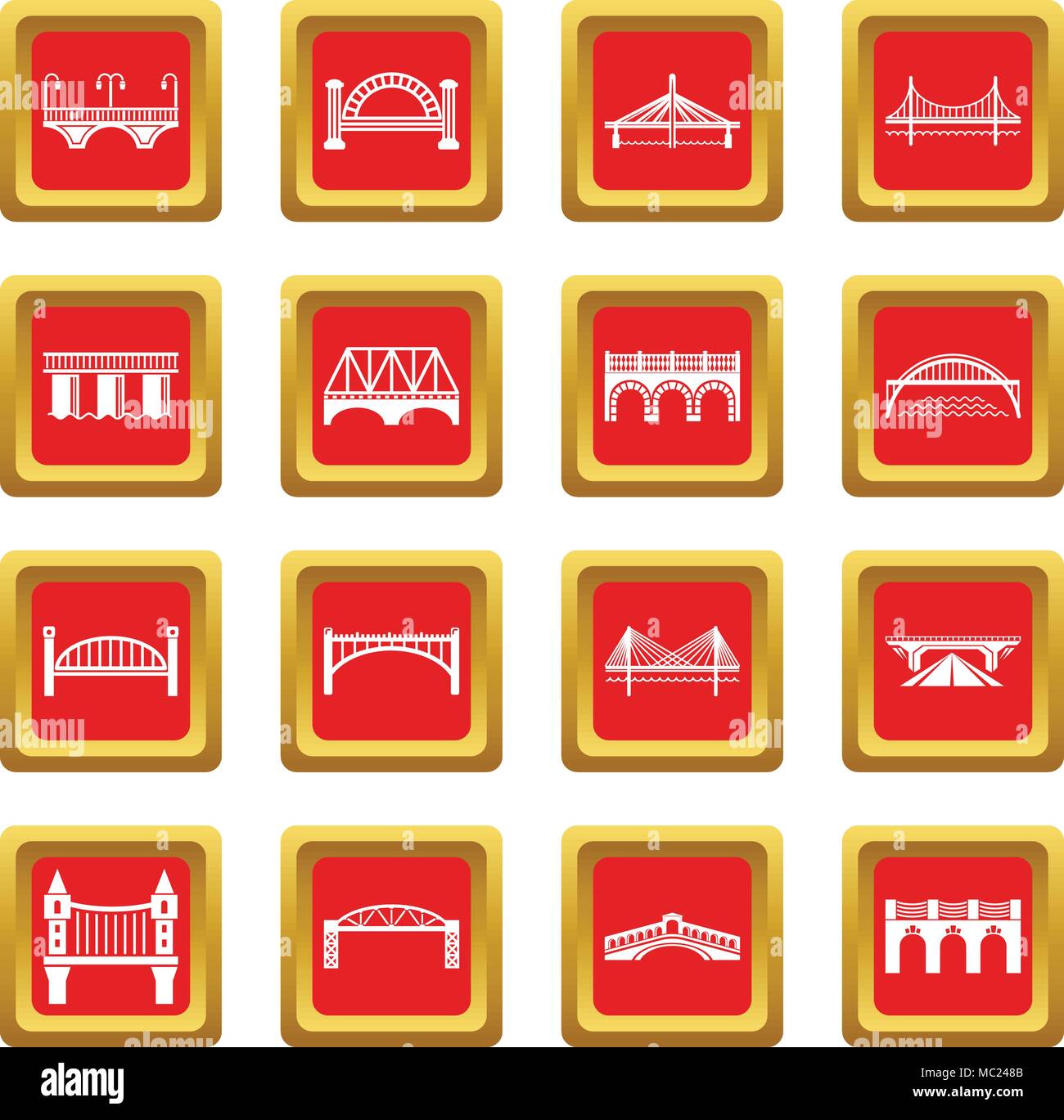 Bridge icons set red square vector Stock Vector Image & Art - Alamy