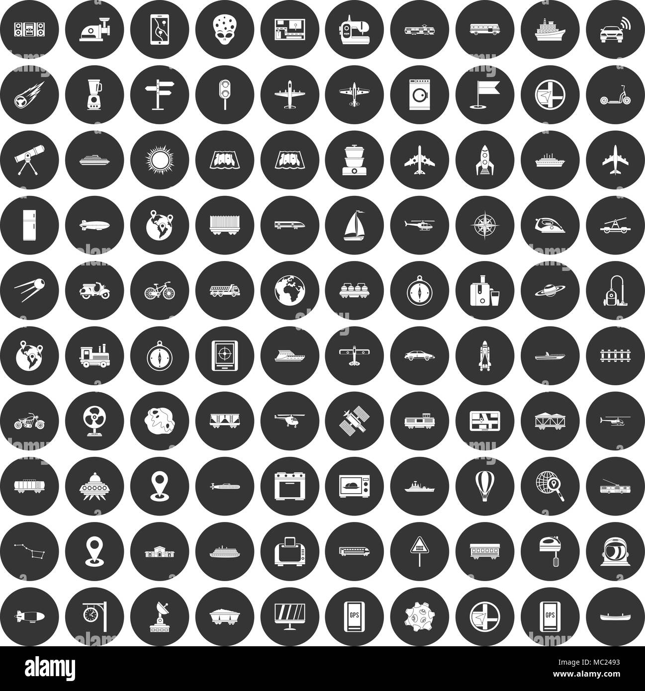 100 technology icons set Black and White Stock Photos & Images - Alamy