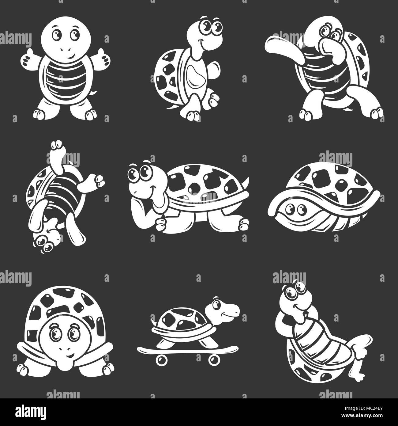 Happy turtle icons set grey vector Stock Vector Image & Art - Alamy
