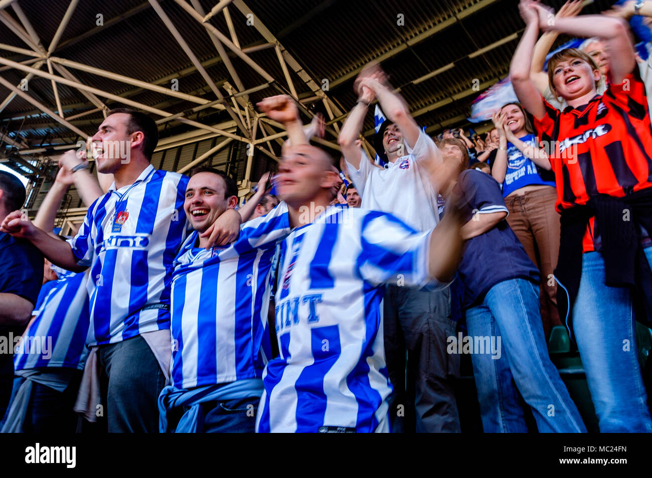 Brighton & Hove Albion Football Fans Cheering On Their Team At The 2004 ...