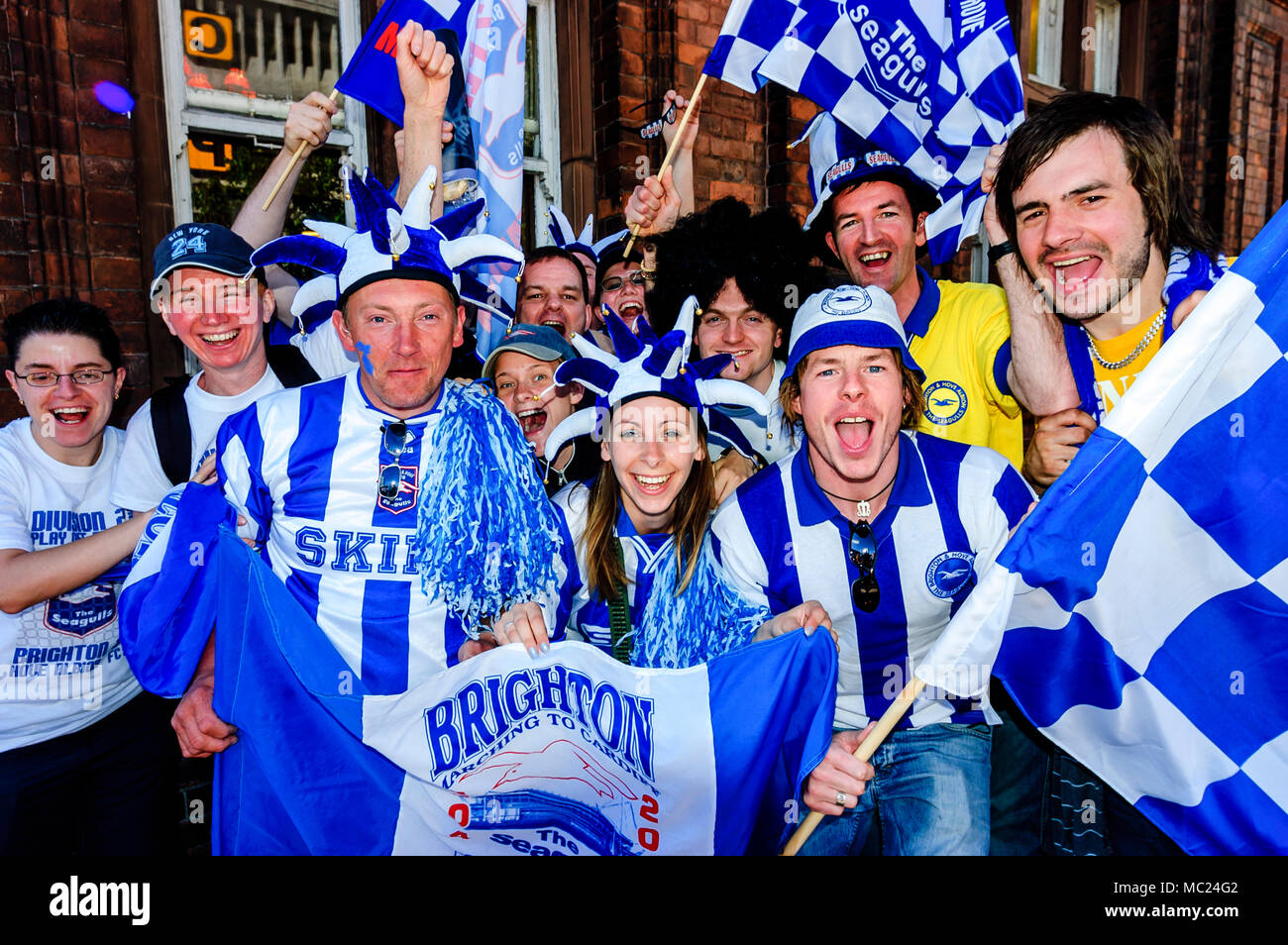 Brighton & Hove Albion Football Fans Cheering On Their Team At The 2004 ...