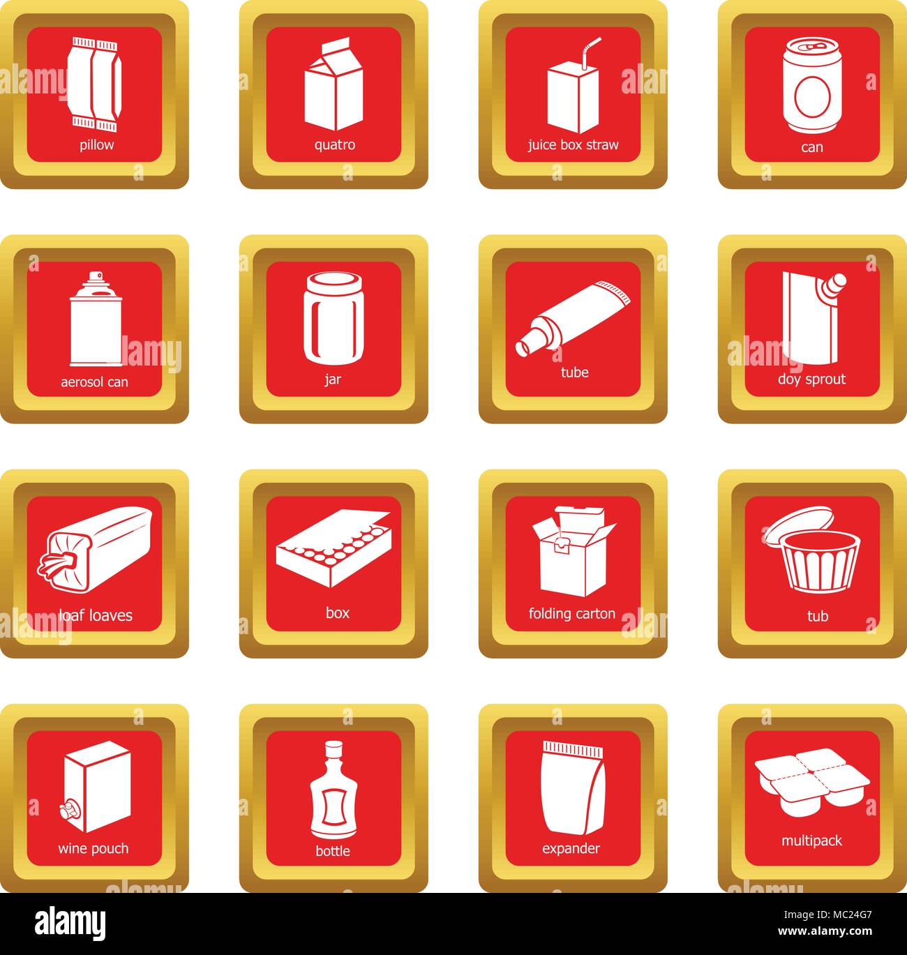 Package types icons set red square vector Stock Vector Image & Art - Alamy