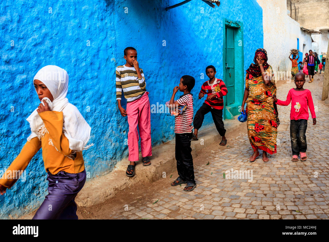 A Colourful Street Scene In The City Of Harar, Harari Region, Ethiopia ...
