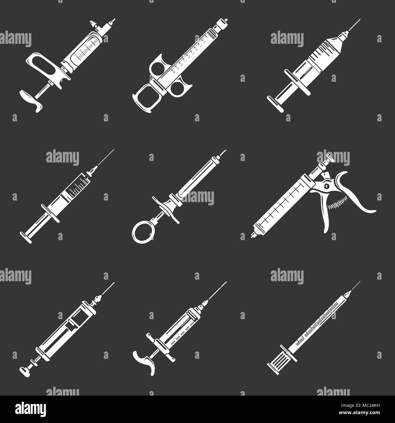 Syringe needleinjection icons set grey vector Stock Vector Image & Art ...