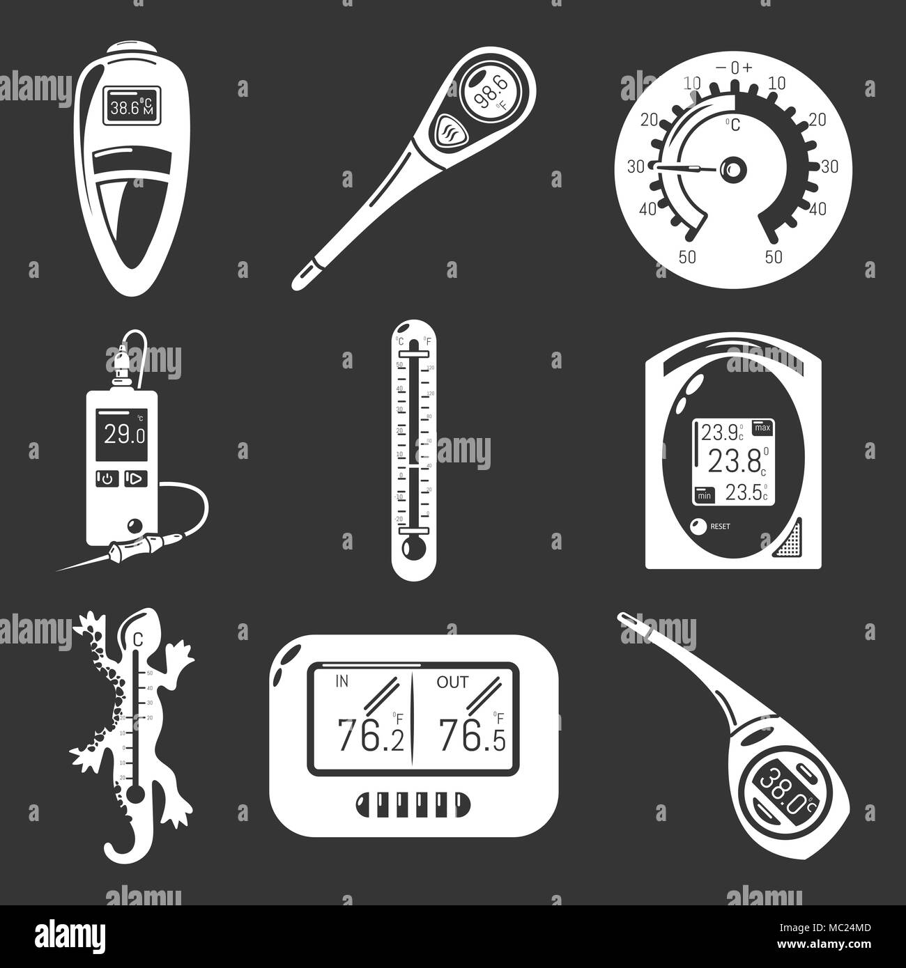 Thermometer indicators icons set grey vector Stock Vector Image & Art ...