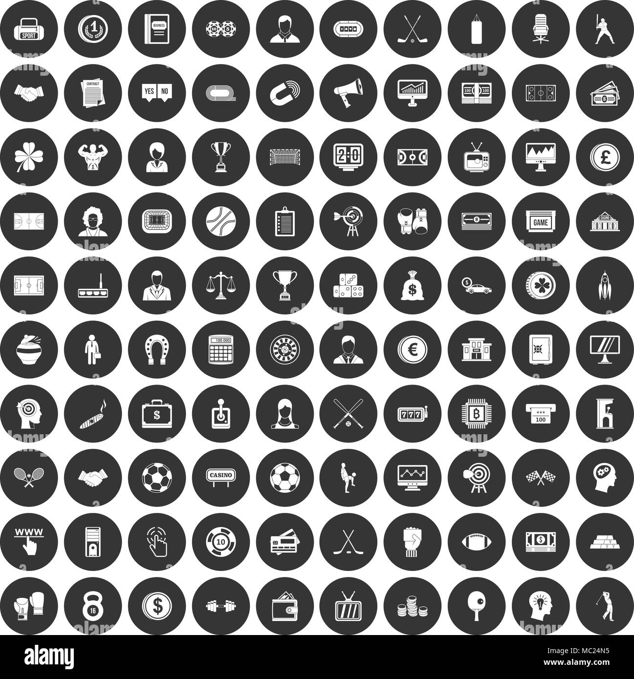 100 totalizator icons set black circle Stock Vector Image & Art - Alamy