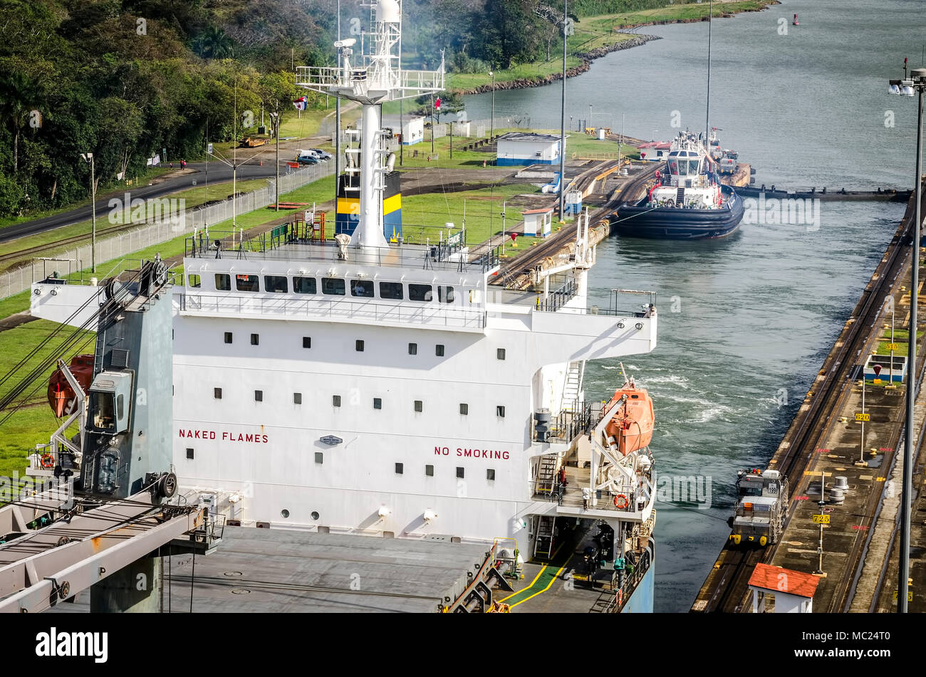 Panama City, Panama - February 20, 2015: Oil tanker ship entering the ...